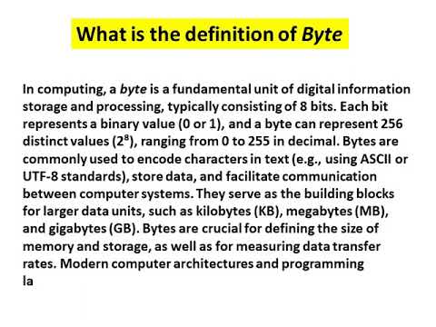 what is the definition of byte in computer