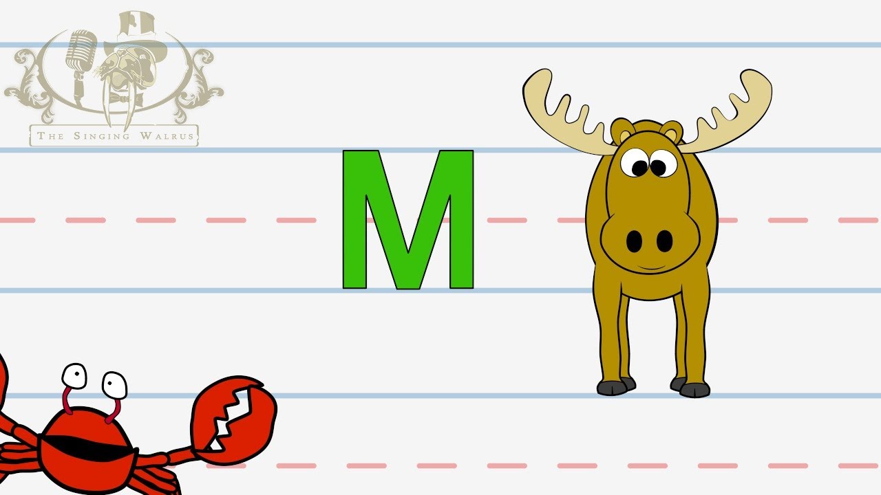 Write the letter M | Alphabet Writing lesson for children | The Singing Walrus