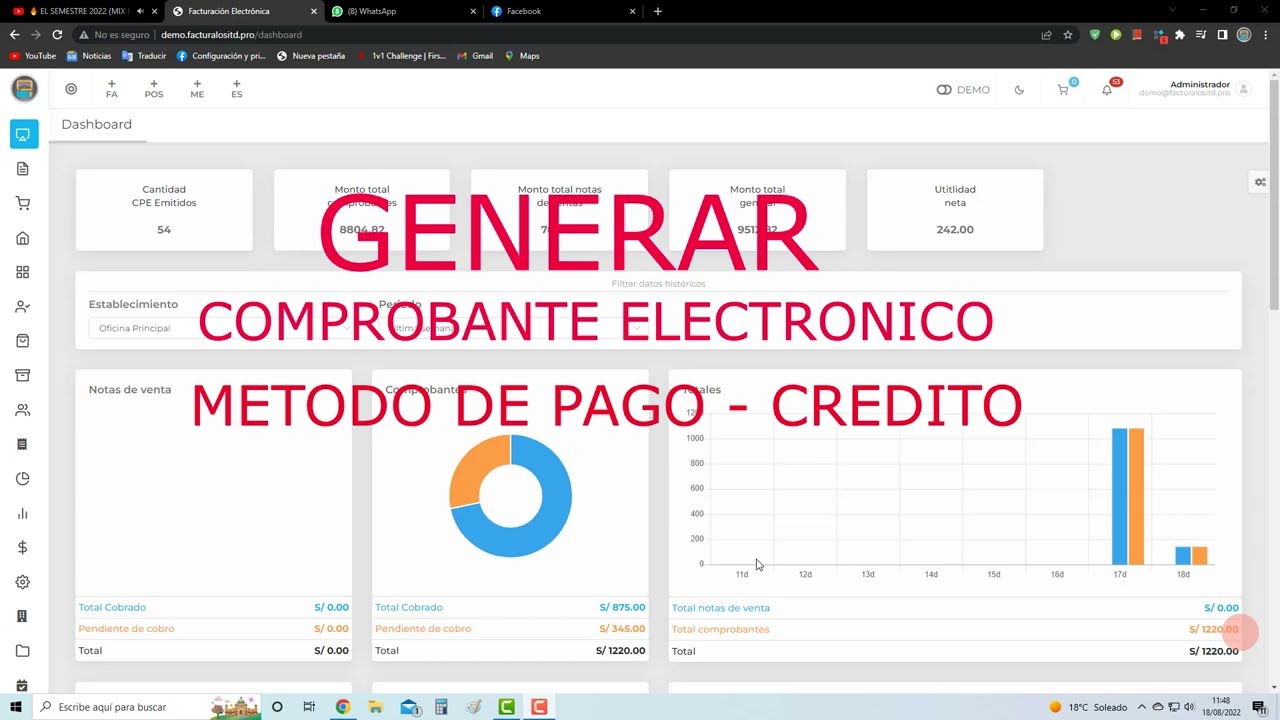 GENERAR COMPROBANTE ELECTRONICO METODO DE PAGO  CREDITO