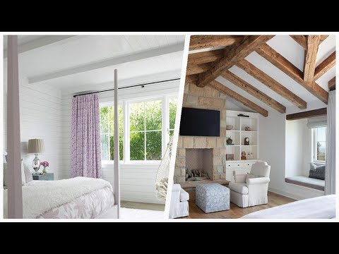 75 Medium Tone Wood Floor And Exposed Beam Bedroom Design Ideas You'll Love 🔴