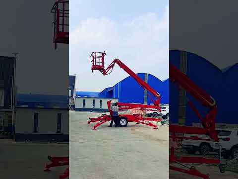 16m cherry picker working.Towable boom lift for aerial works.10m-24m working heights available.