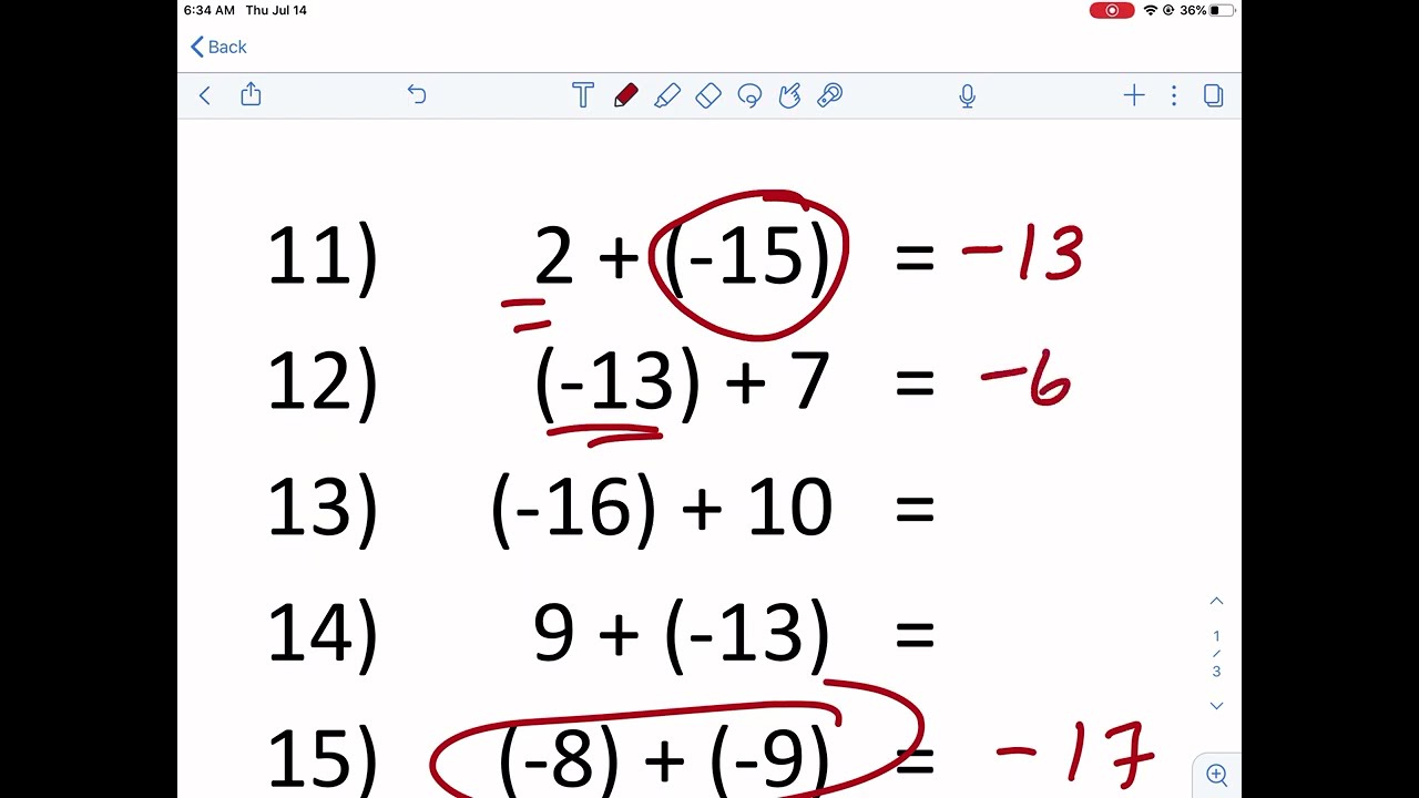 Math-Salamanders: Adding Positive and Negative Numbers Sheet 3