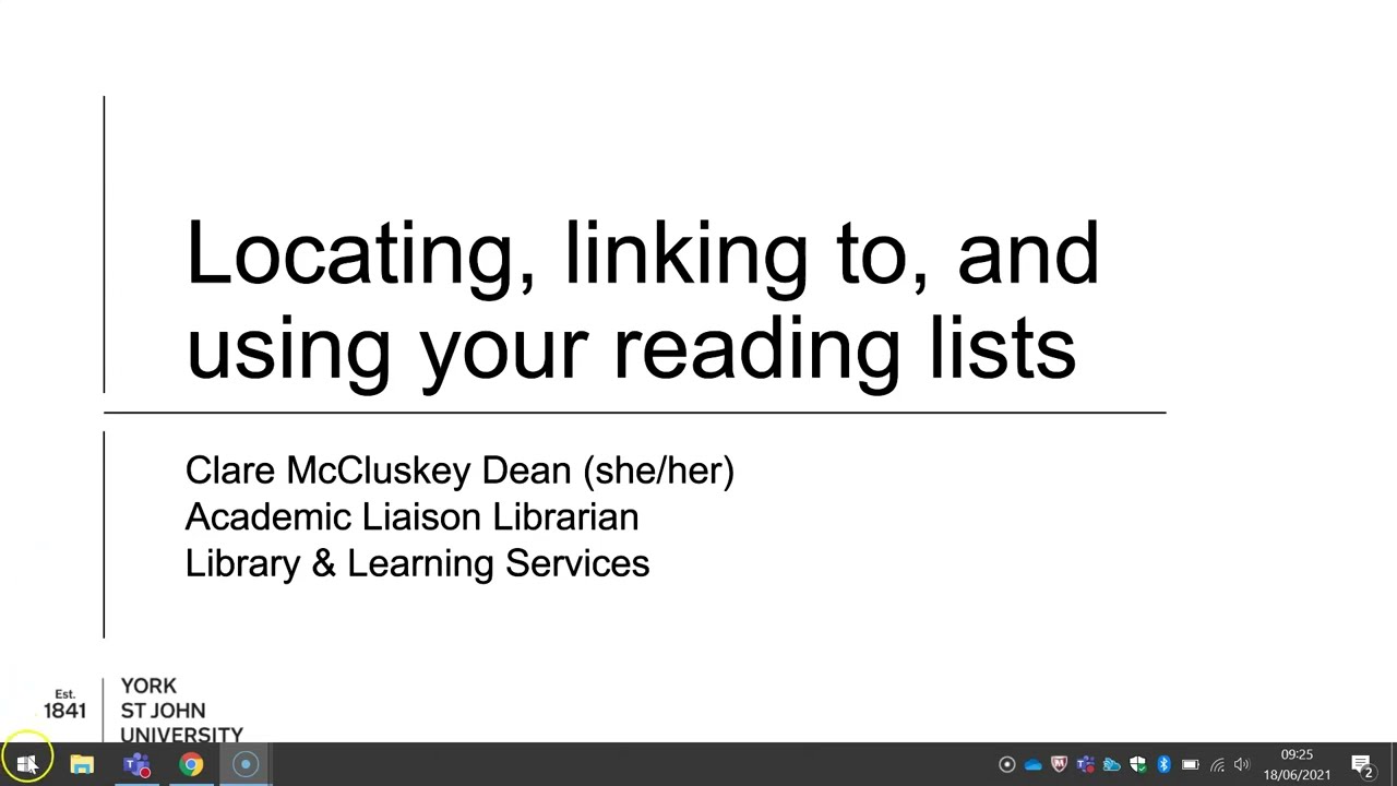 Reading Lists: an introduction from the Library