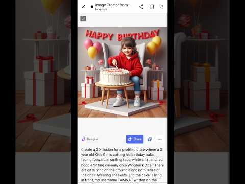 Birthday🎂Cake Cute Girl😍Bing Image Creator Tutorial #youtube #ai #bing #youtubeshorts #channel