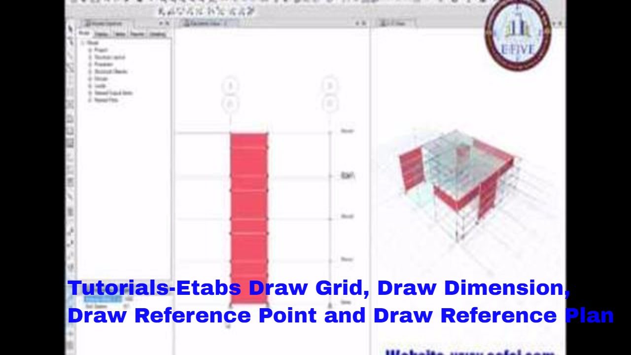 Tutorials-Etabs  Draw Grid, Draw Dimension, Draw Reference Point and Draw Reference Plan
