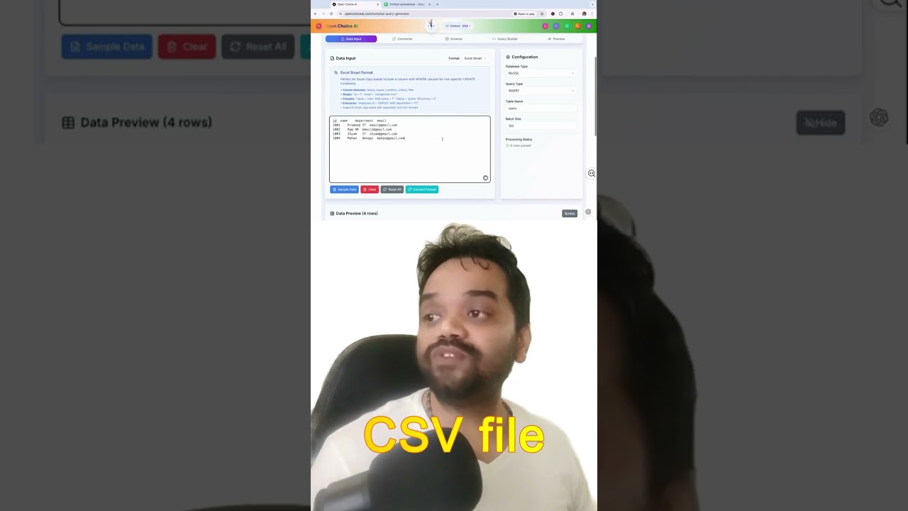 🔥 Auto SQL Query Generator: Instantly Create INSERT, UPDATE, SELECT Queries from Your Data! ⚡ #ai
