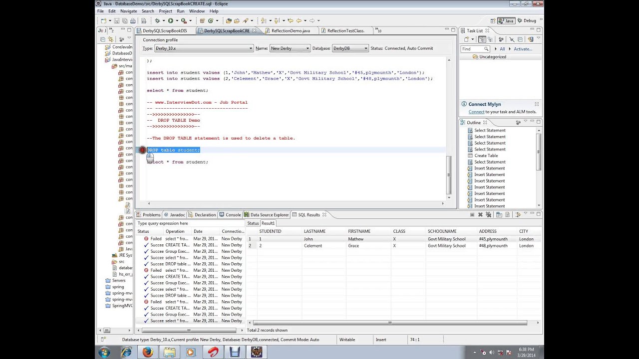 DROP or DELETE TABLE SQL QUERY