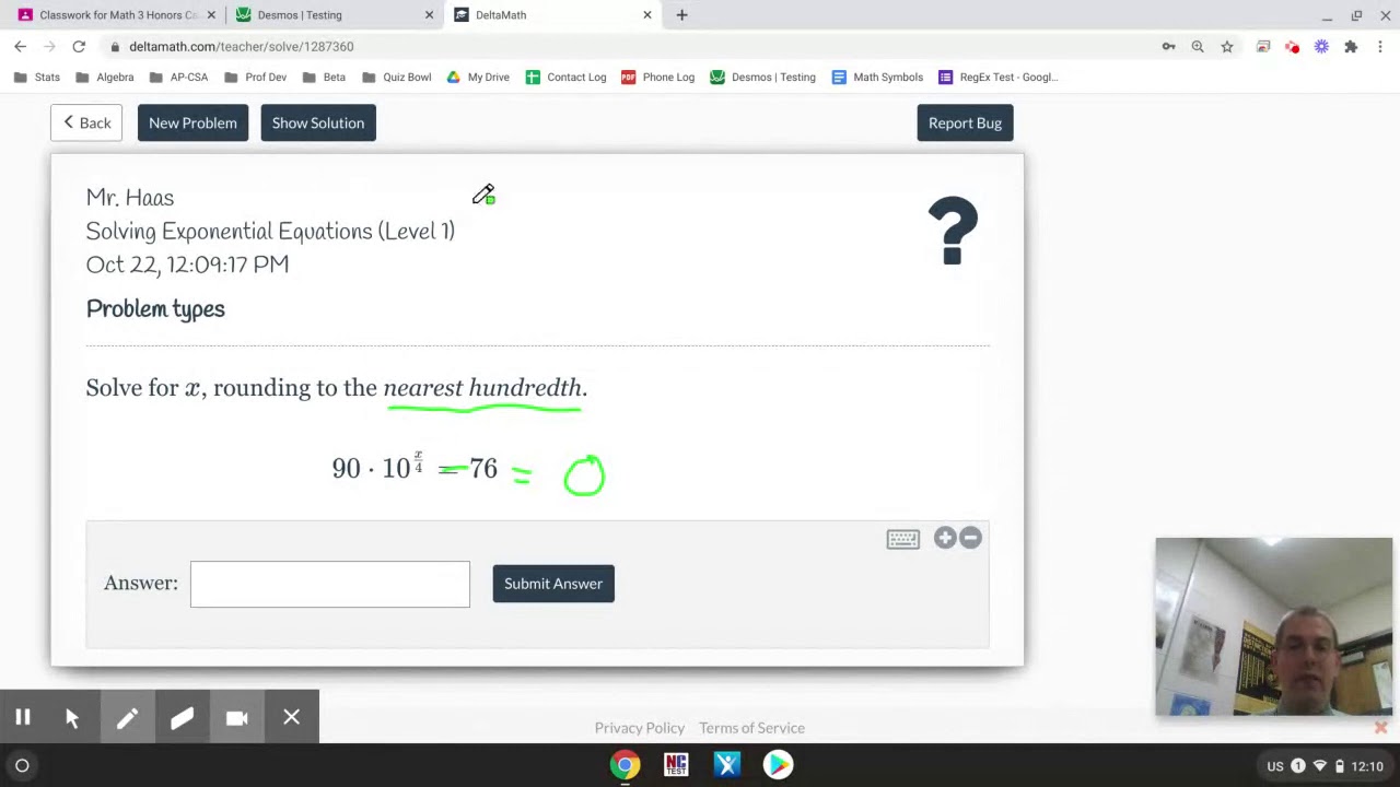 DeltaMath:  Solve Exponential