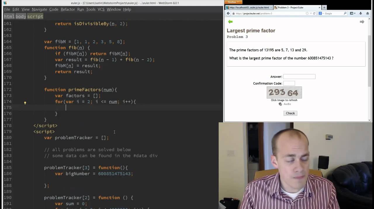 Tutorial JavaScript ~ B and C   Project Euler   Problem 3 Javascript