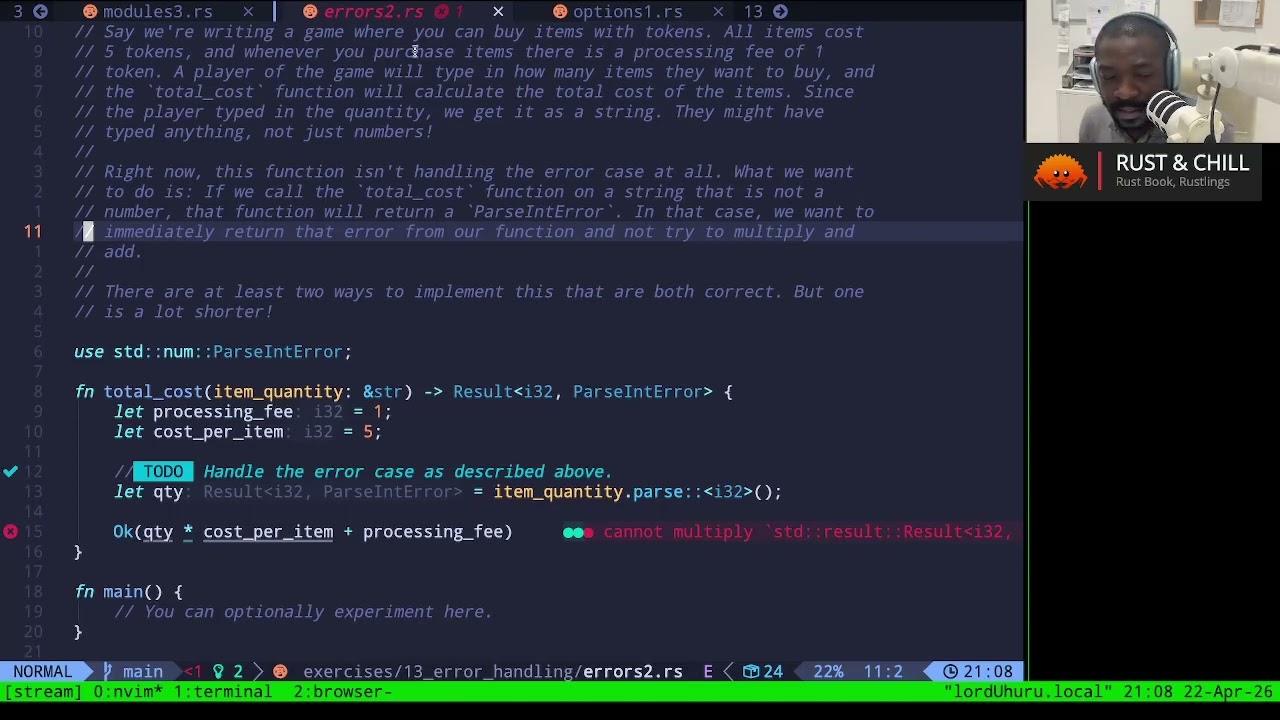 Rustlings Error Handling: Option to Result, the ? Operator, and Parse Errors
