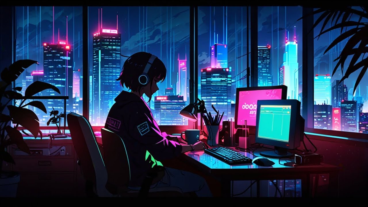 Cyberpunk Coding ASMR 🌧️💻 | Neon Rain & Synthwave Lofi for Focus/ Study Sessions