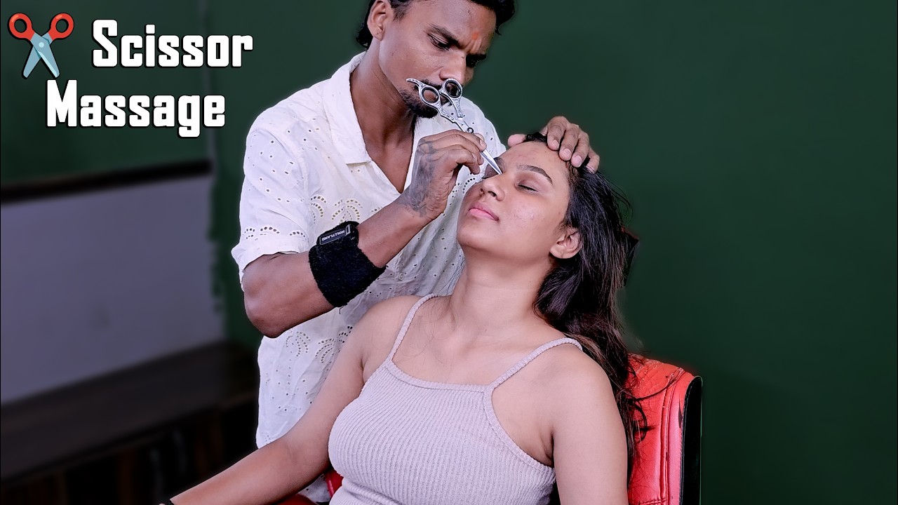 😱 Scissor Massage by Master Cracker on Beautiful Girl (So Satisfying ASMR!)