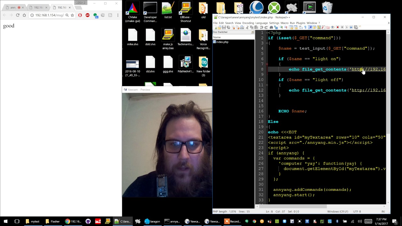 ESP BASIC with php and js voice recognition