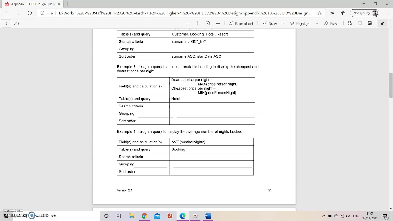 Higher Computing Science - DDD Lesson 5 Query Designs