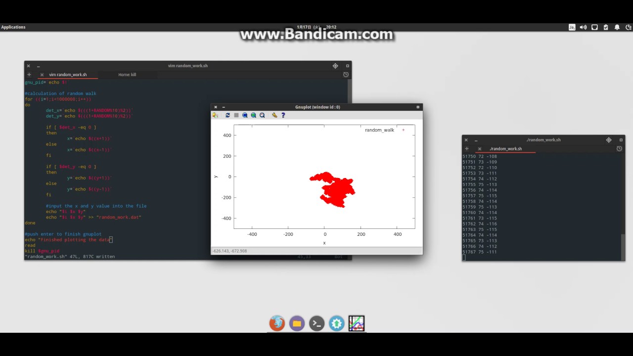 Real time plotting Random walk in gnuplot