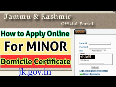 How to Apply Online for Minor Domicile Certificate | Minor Domicile Certificate Online | jk.gov.in |
