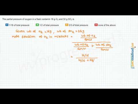 The partial pressure of oxygen in a flask containin 16 g O2 and 32 g SO2 is