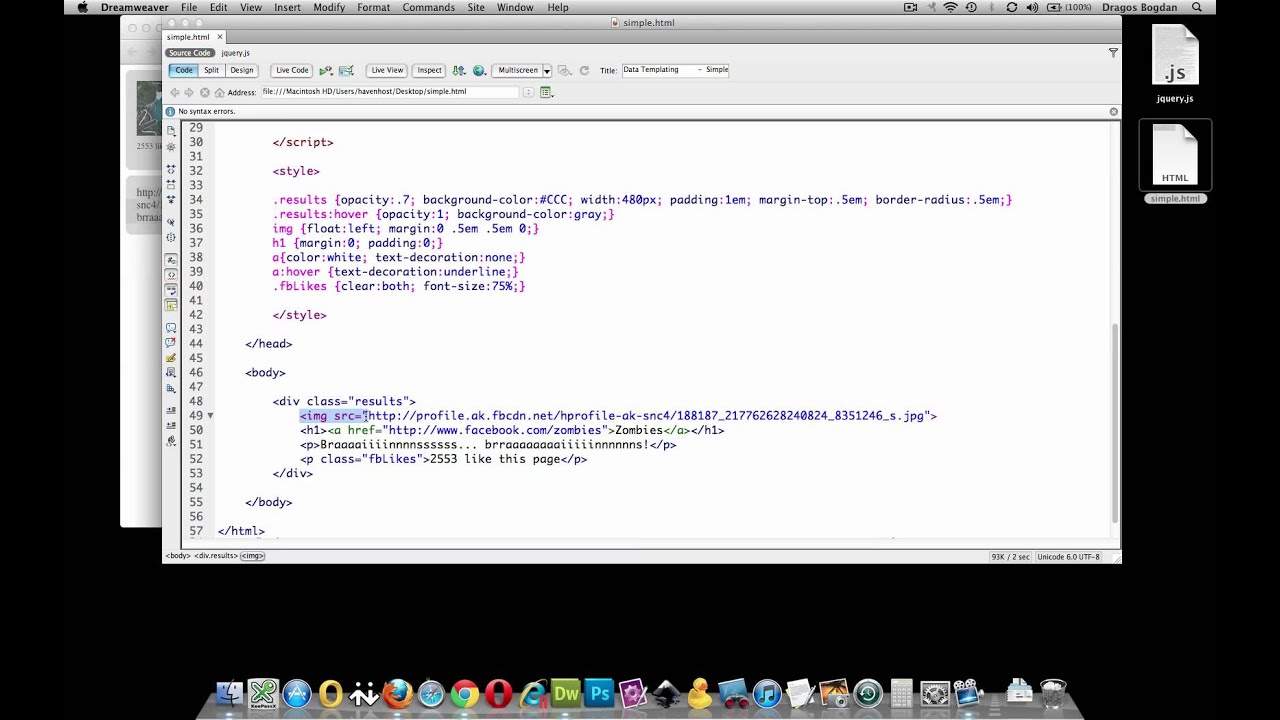 TEMPLATING JSON DATA from FACEBOOK - Using Facebook Graph API