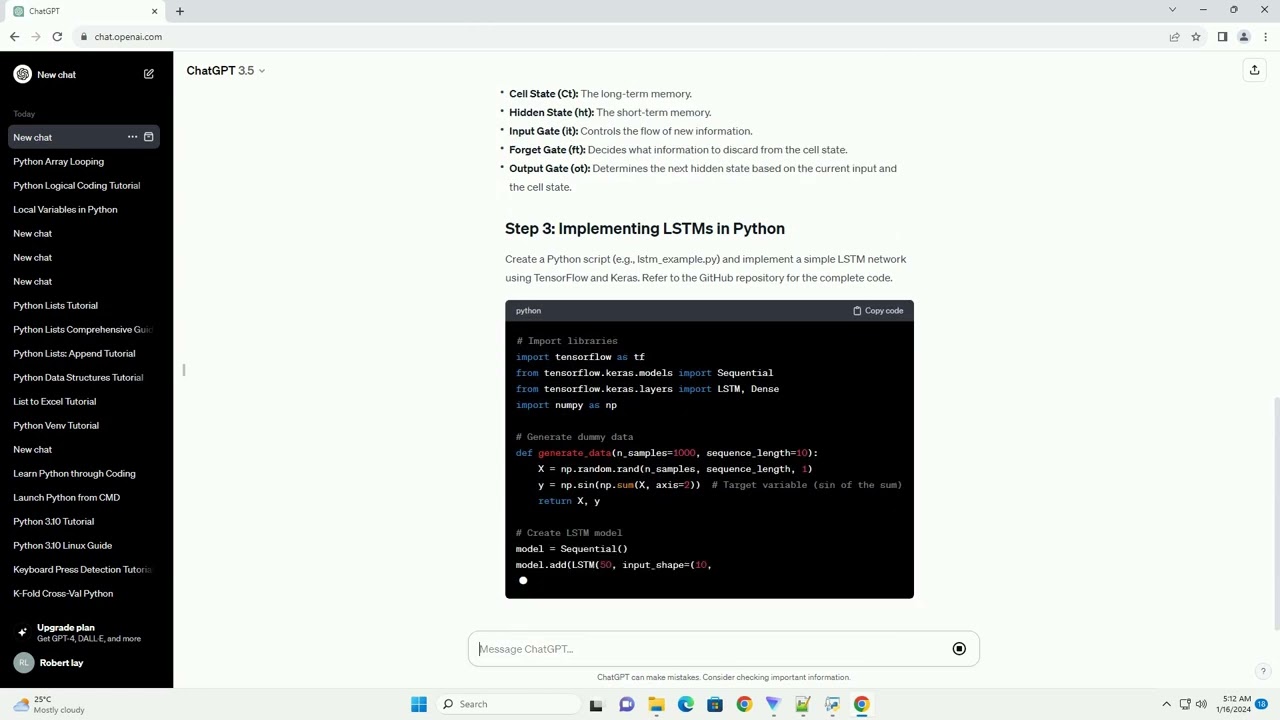 lstm code in python github