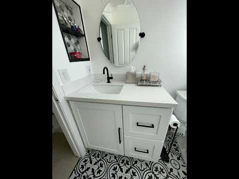 White Cabinets with Pure White Countertops. #fyp #design #new #viral #video #subscribe #youtube #diy