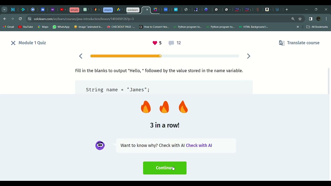 08 Module 1 Quiz | Introduction to Java | Sololearn