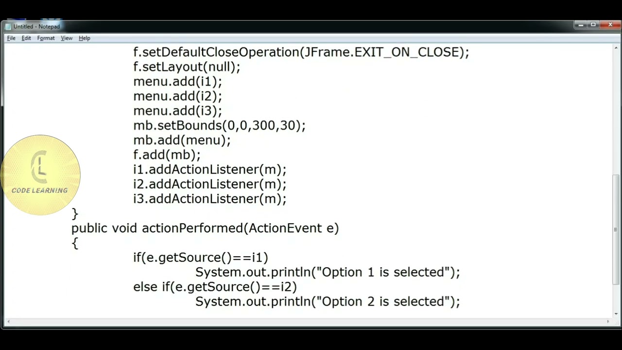 Java | Swing class 'JCheckBoxMenuItem - add ActionListener' | CodeLearning