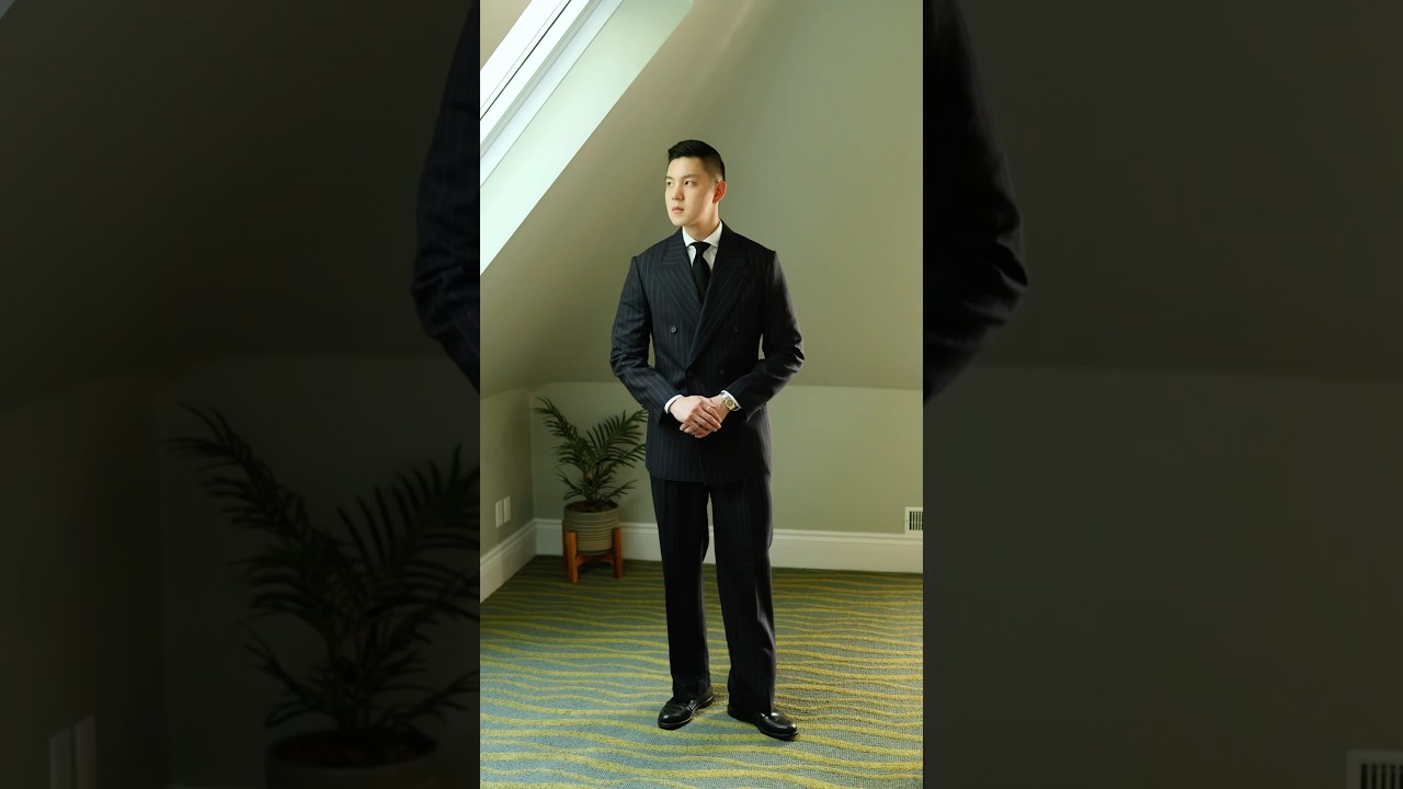 In love with the double breasted chalk stripe suit from Collaro