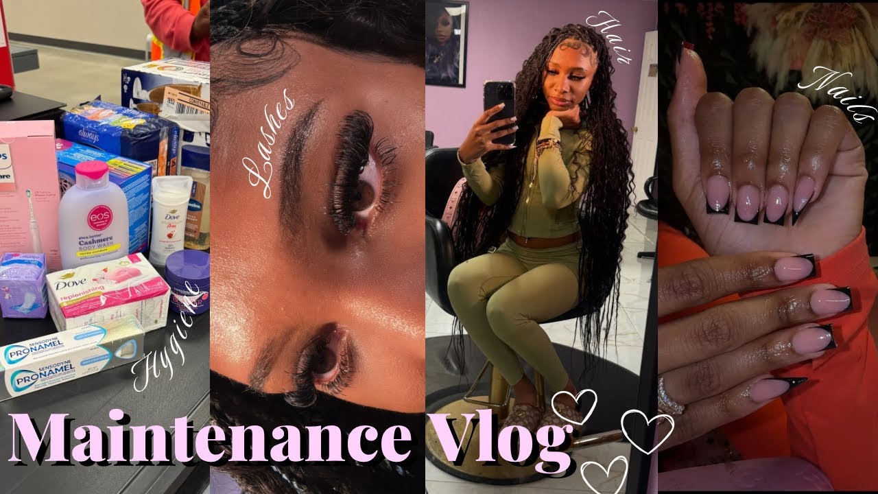 Maintenance Vlog 💅🏽🎀| lashes, hair, nails, hygiene shopping +more ! 