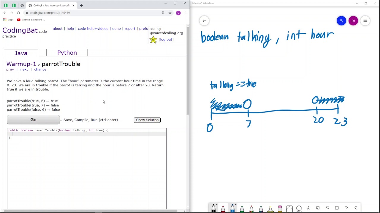 Warmup-1 (parrotTrouble) Java Solution || Codingbat.com