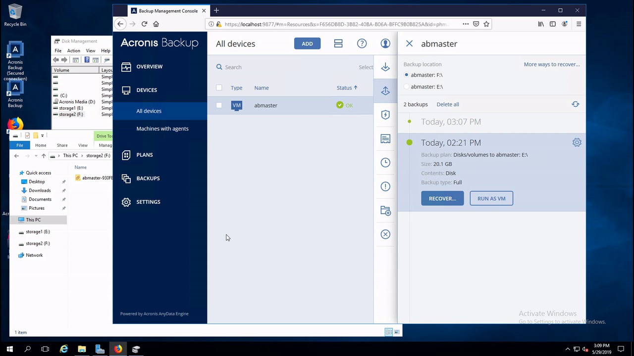 Acronis Backup 12.5 - Changing backup location