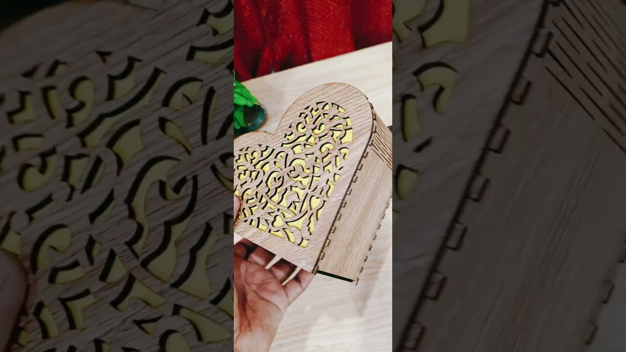 How to make Laser Cut Heart Shape Jewelry Box | Wooden Gift Box Idea Chocolate Box Template