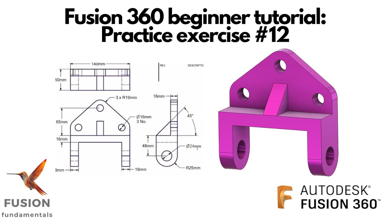 Fusion 360 beginner Tutorial: Practice Exercise #12