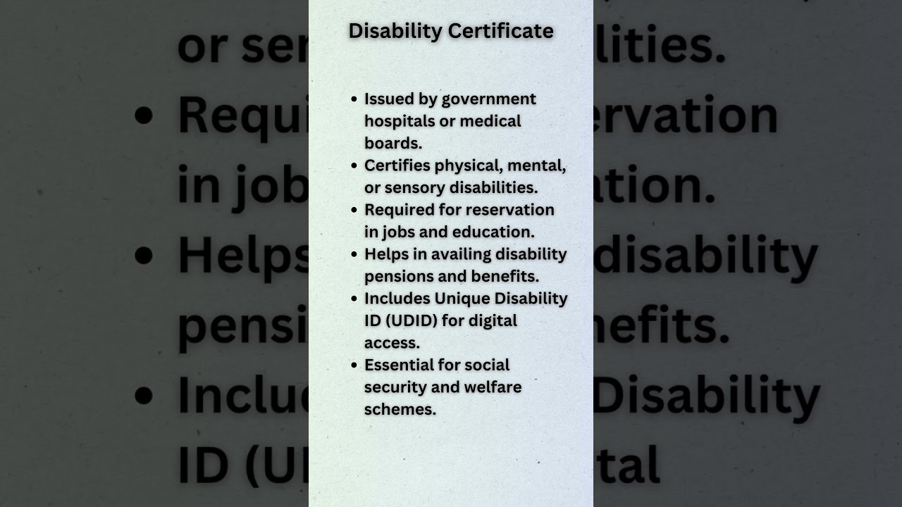 Disability Certificate