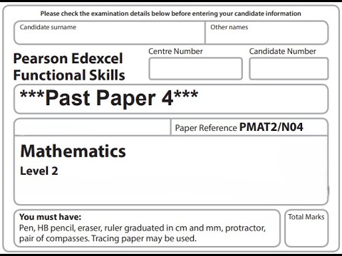 Functional Skills Maths L2 Past Paper 4 Pearson Edexcel