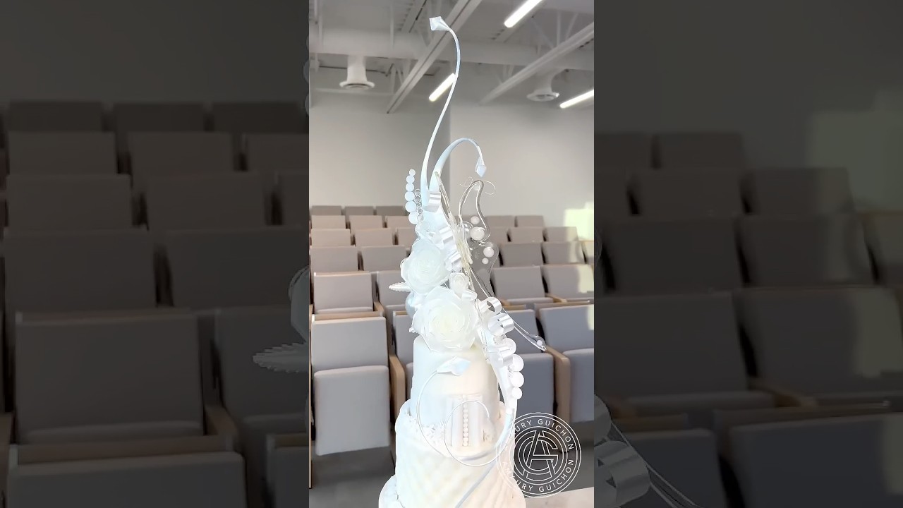 Wedding Cake! 🍰 Simple, yet elegant with a pulled sugar cake topper!