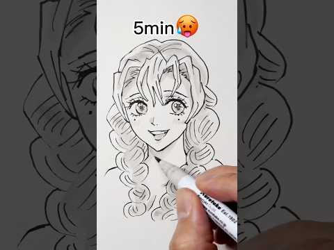 How to Draw Mitsuri in 30Sec,1,3,5,10Min,1Hr #DemonSlayer #Drawing #satisfying