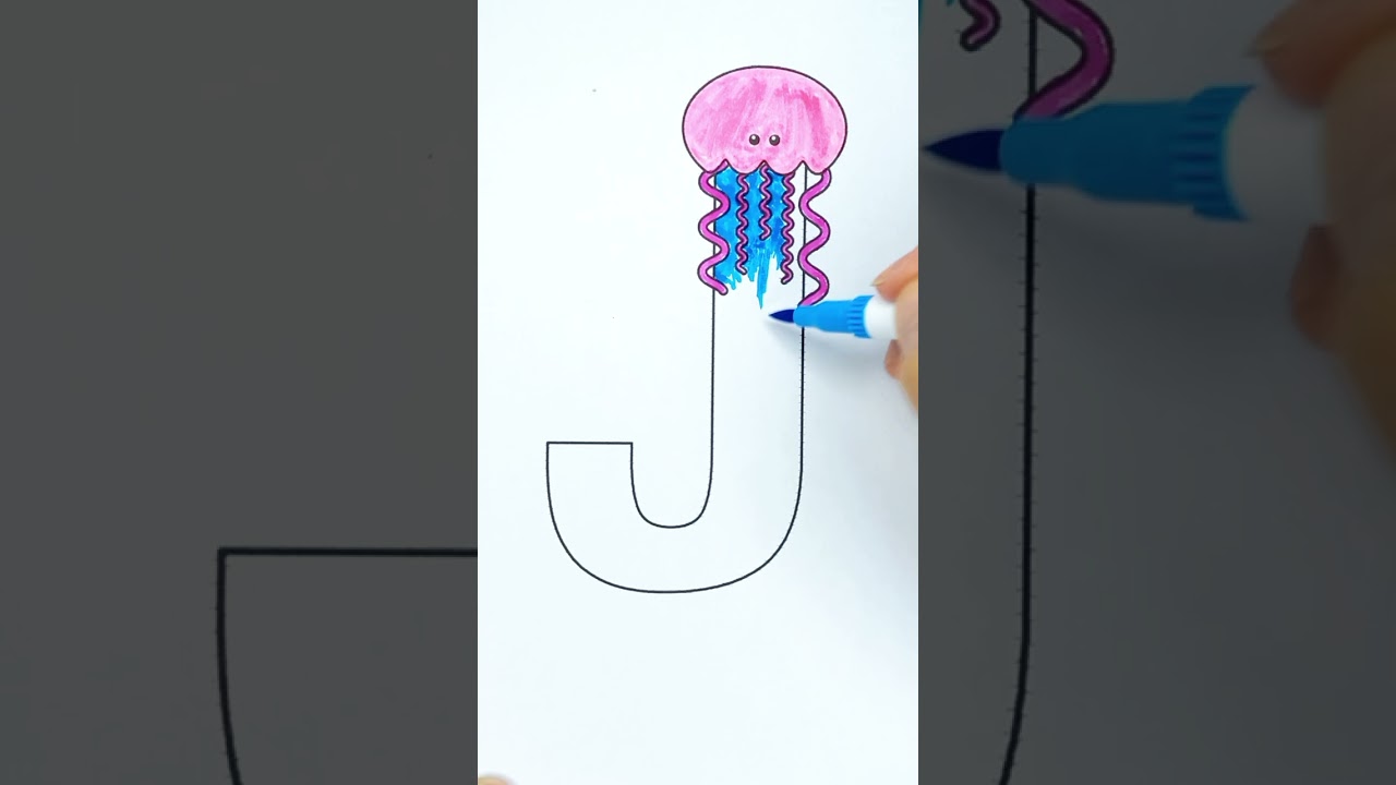 Coloring letter 'J'-Jellyfish #coloring #animateddrawings #alphabet #seaanimals #cartoon #spongebob