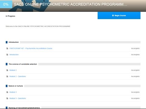 SACS Psychometric Measurement E-Learning