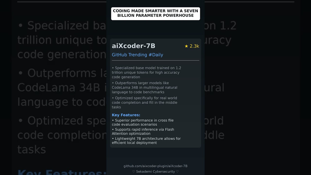 GitHub Trending Repositories: aixcoder-plugin/aiXcoder-7B 🇬🇧