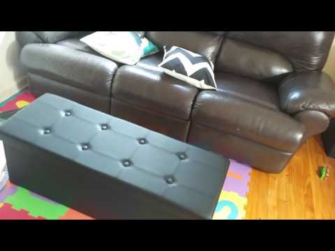 SONGMICS Faux Leather Folding Storage Ottoman Seat Bench Footrest Seat