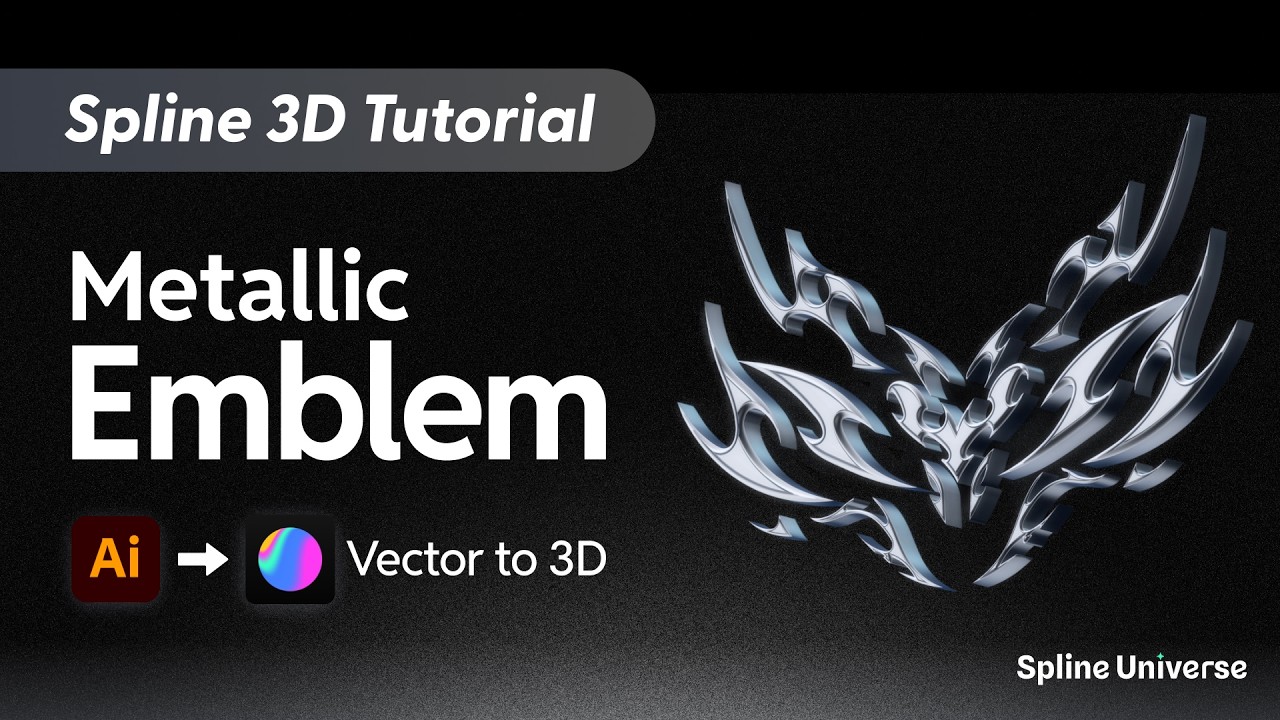Vector to 3D! Create a Metallic 3D Emblem with Adobe Illustrator and Spline