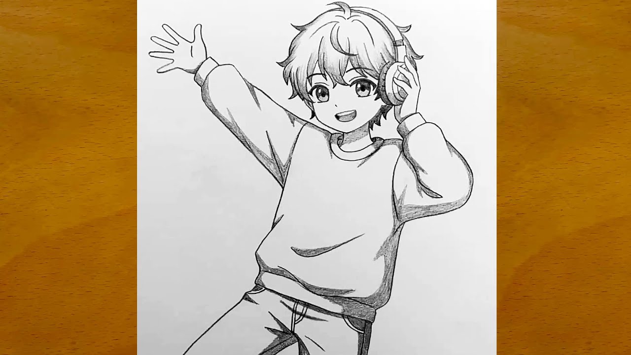 How to Draw a Cute Anime Boy with Headphones || Easy Anime Sketch || Anime Drawing Step by Step