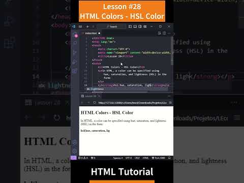 HTML Tutorial - Lesson 28: HTML Colors - HSL Color #shorts #html #html5 #html5tutorial
