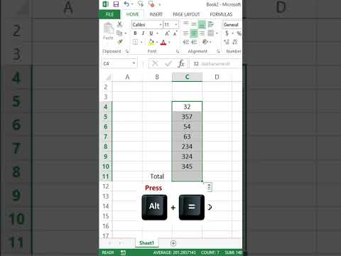 Autosum Shortcut Key In Excel #autosum #excel #shorts