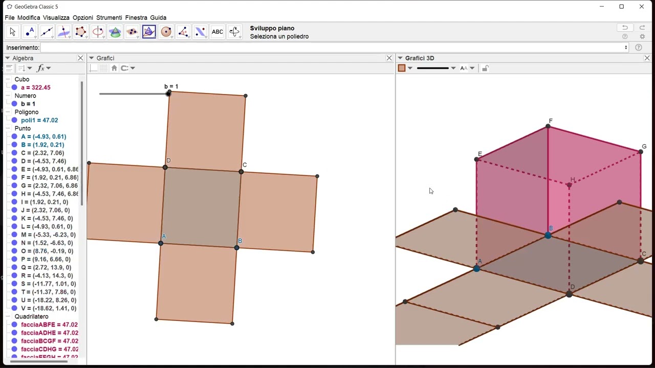 GeoGebra - 3D: sviluppi piani di solidi