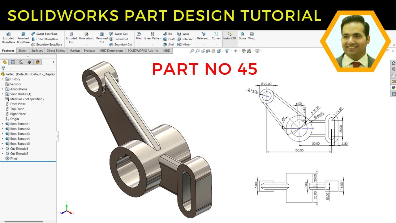 SolidWorks Part Design Exercise: Single Sketch Extrusion Tutorial for Beginners!