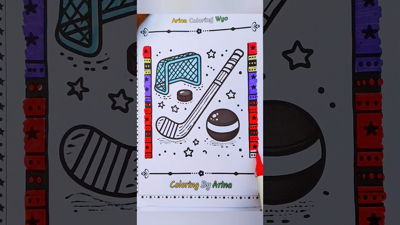 Epic Hockey Coloring Page! Satisfying Art for Sports Lovers #shorts