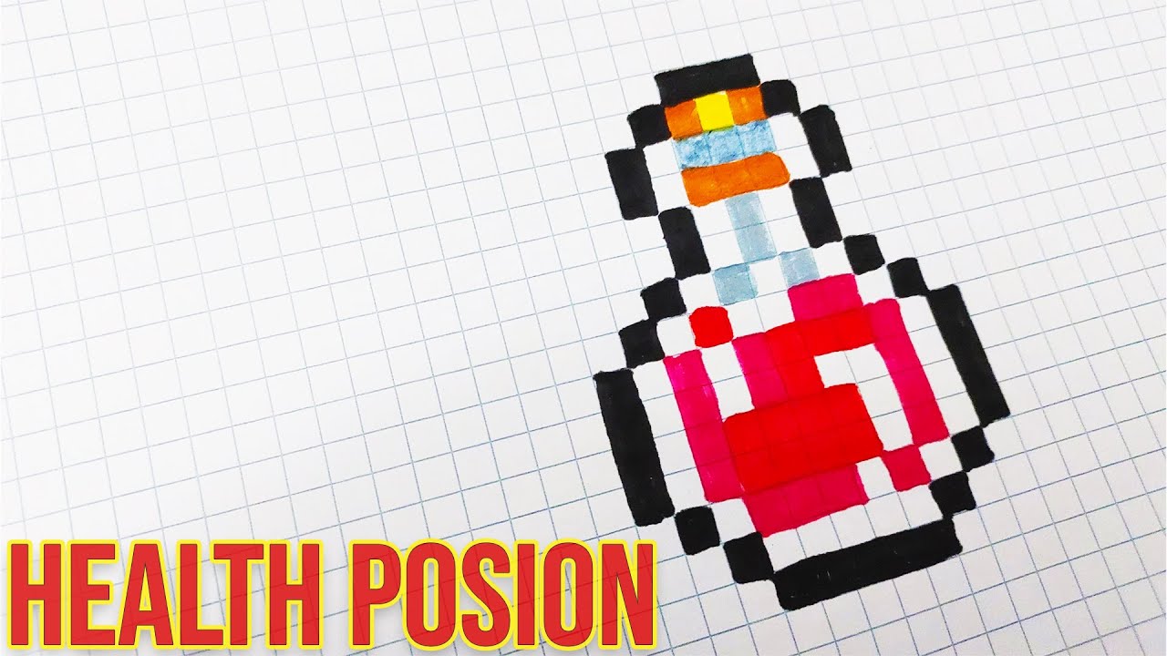 How to Draw Healing Potion (Minecraft) - Drawing Potion of Healing - Handmade Pixel Art