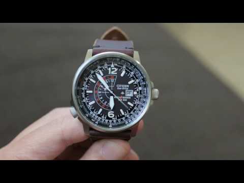 Citizen Nighthawk BJ7008-51E with Horween leather strap and Hadley Roma deployant clasp