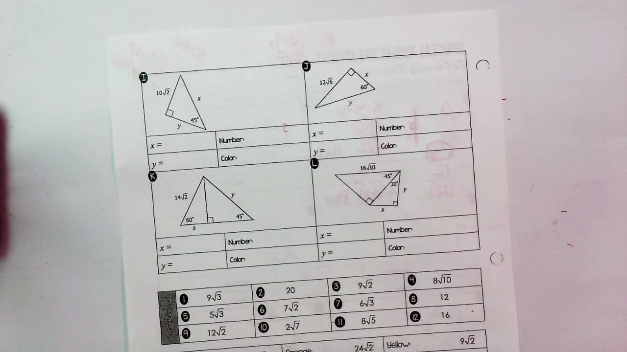 Special Right Triangles Coloring
